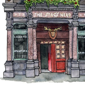 Dublin Stag's Head Pub Coloring Page, Urban Sketching (digital Download ...