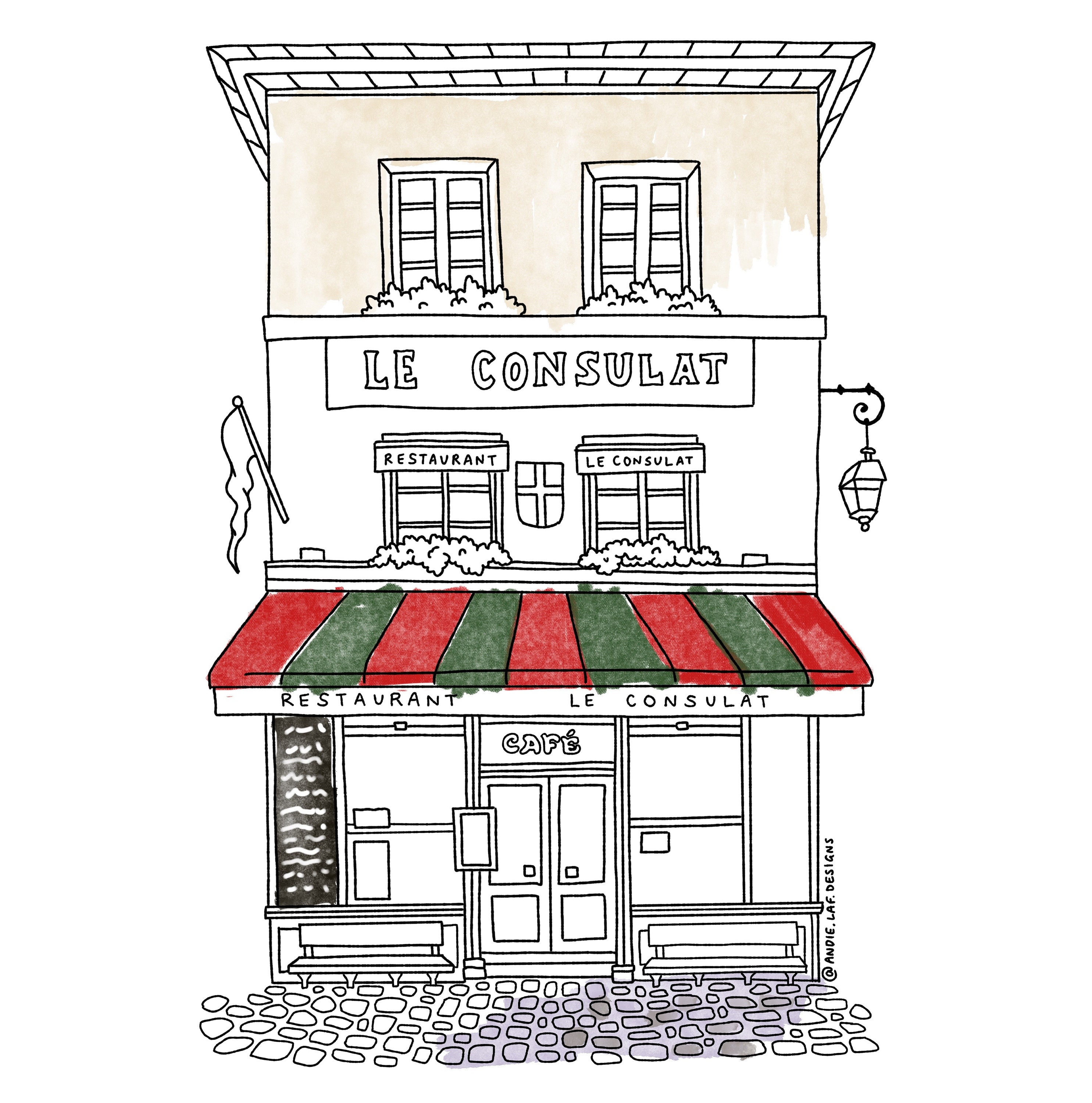 Paris Cafe Colouring Page, Le Consulat, Urban Sketch (digital Download ...