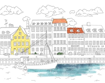 Dublin Printable Colouring Sheet for Adult and Kids Urban | Etsy