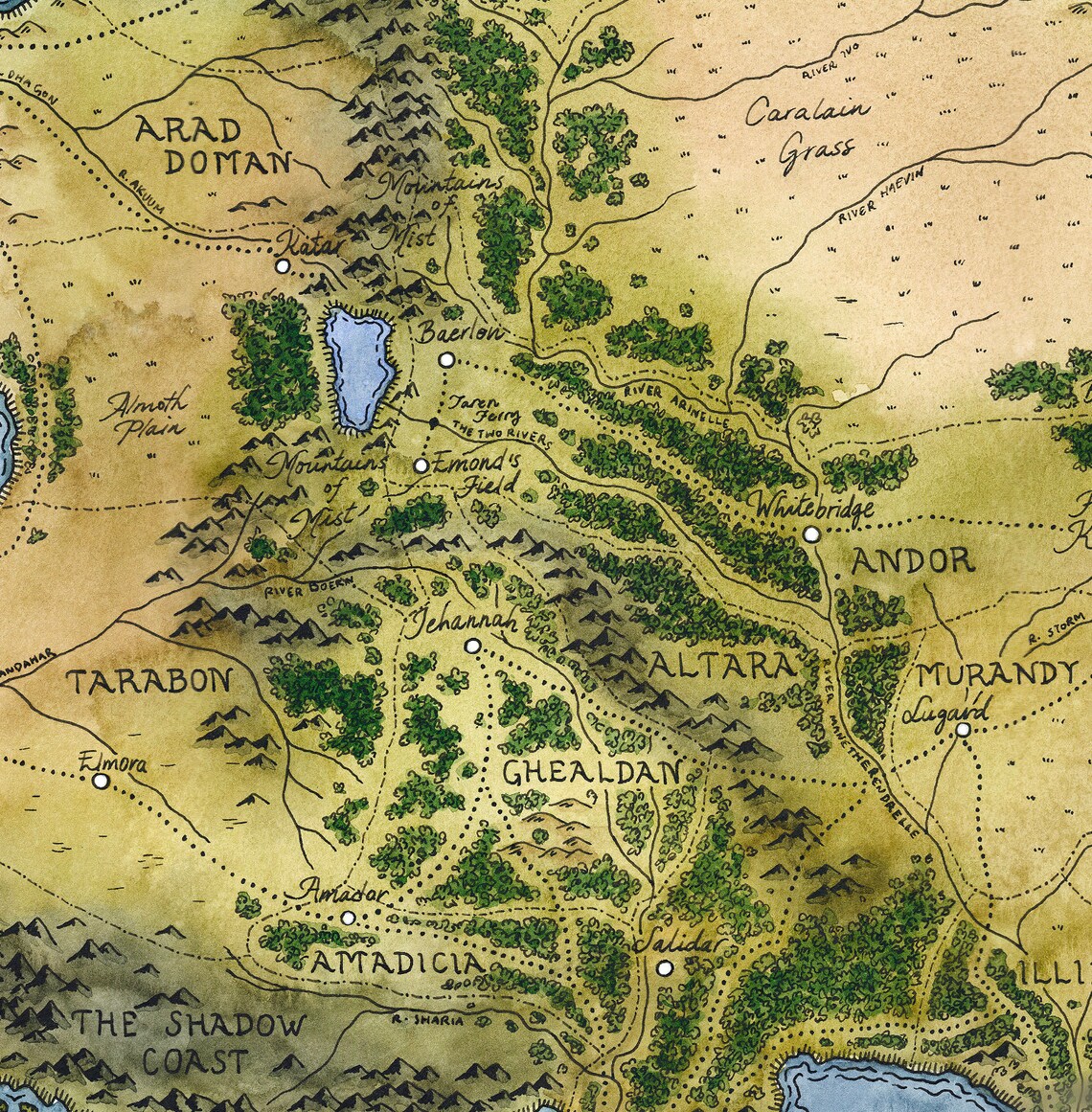 Fantasy Wheel of Time Map Giclée Watercolour and Ink Map Art | Etsy