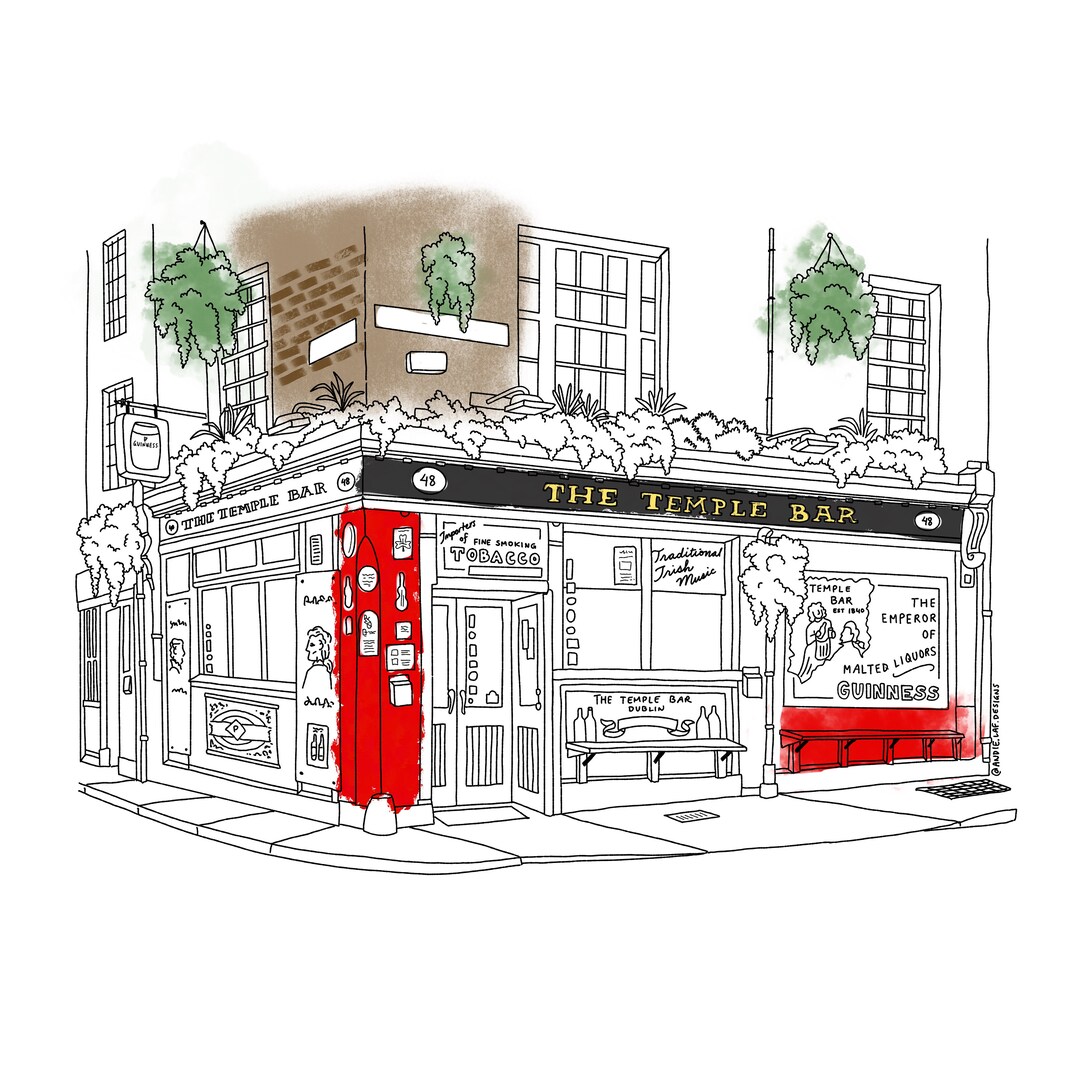 Temple Bar Dublin Colouring Page, Urban Sketch Printable (instant ...