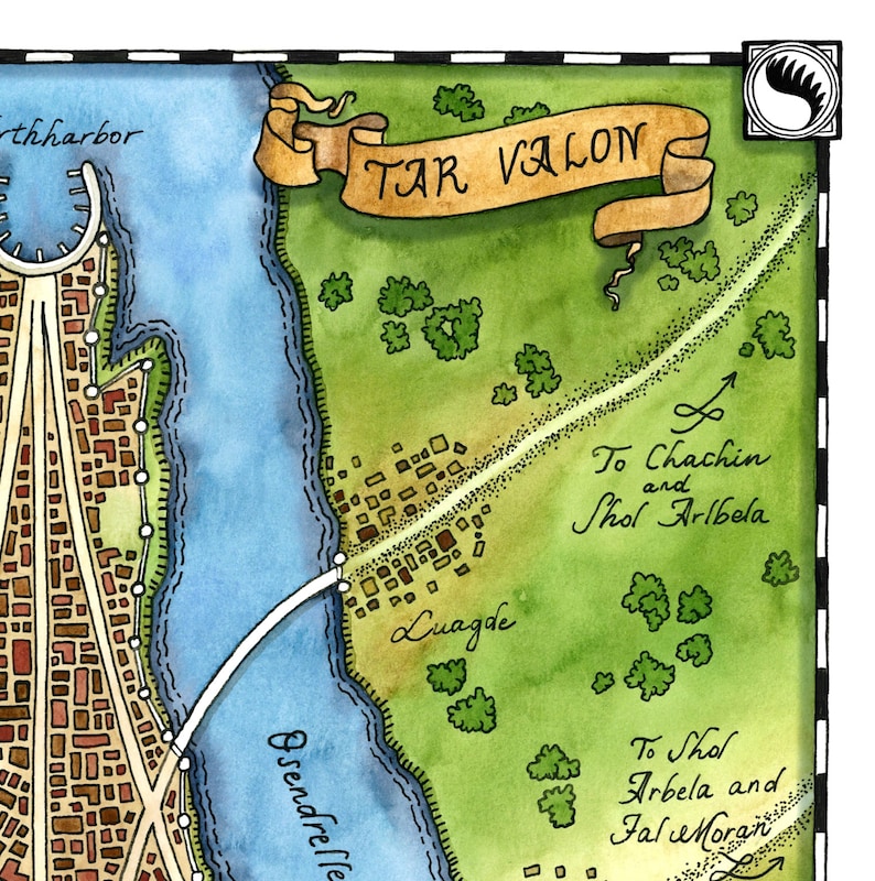 Tar Valon Wheel of Time Map Giclée Watercolour and Ink - Etsy Tar Valon Wheel of Time Map Giclée Watercolour and Ink - Etsy