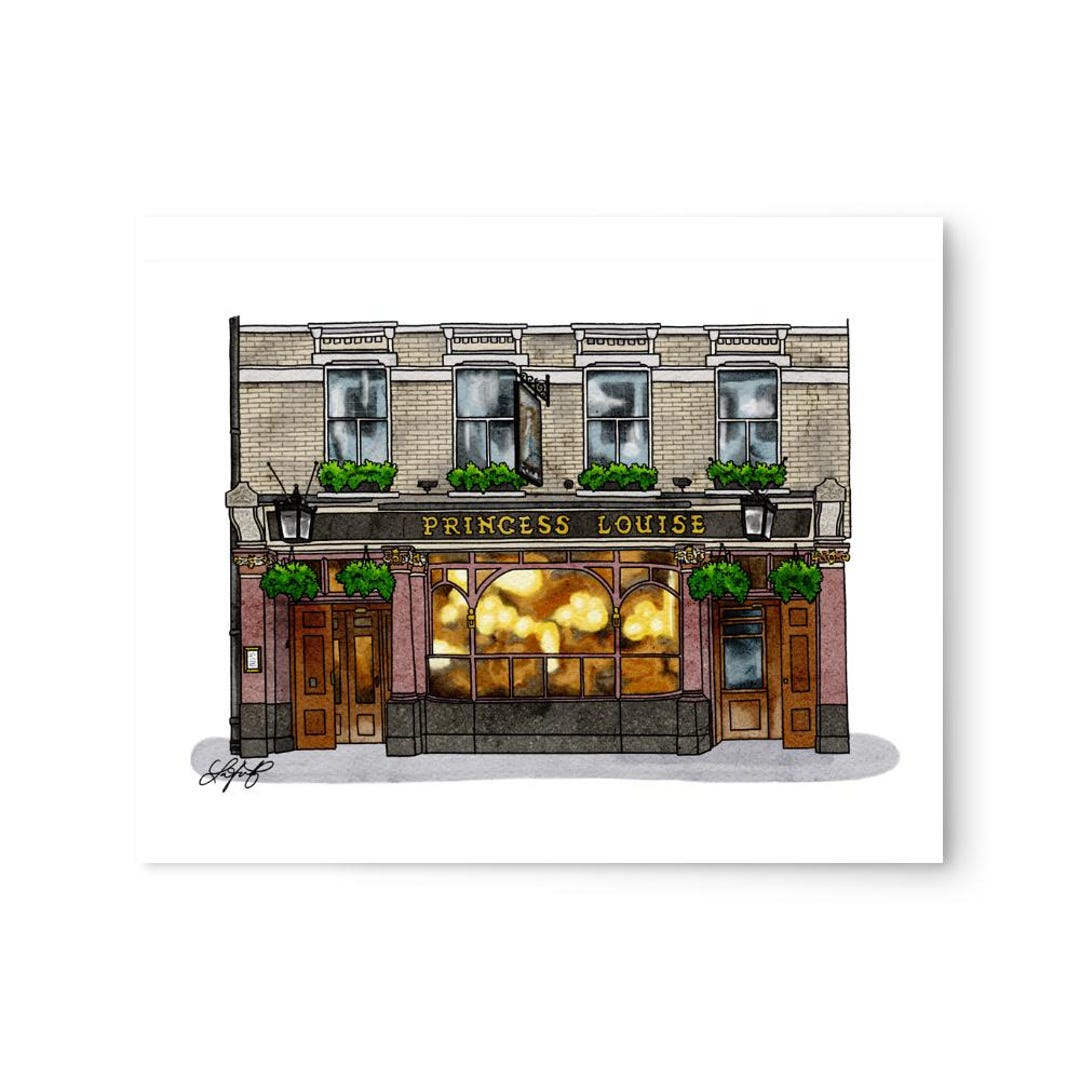 Princess Louise, Holborn London Pub Art | Urban Sketching Framed Giclee ...