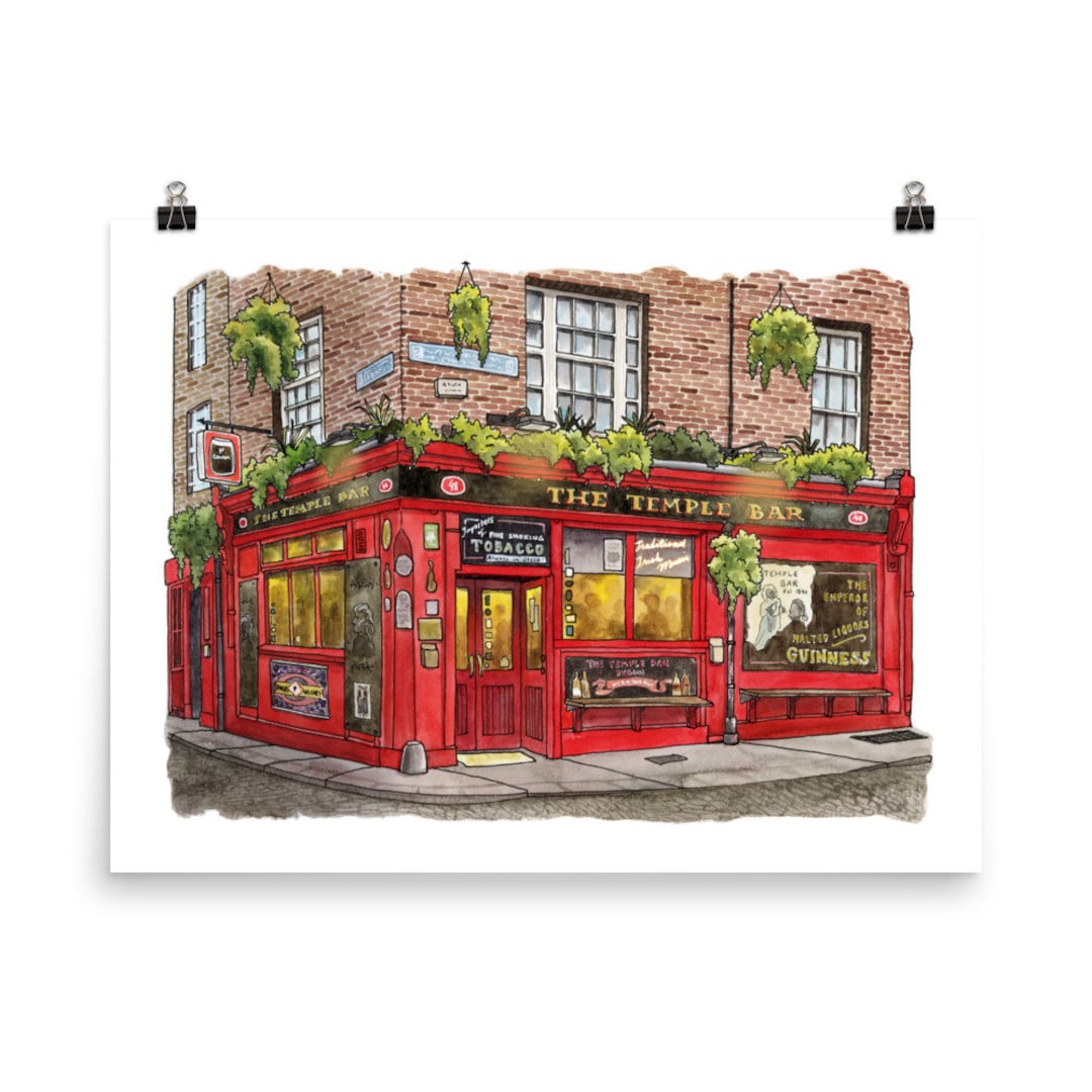 Temple Bar Dublin Art Print, Irish Pub Watercolor, Framed Giclée - Etsy