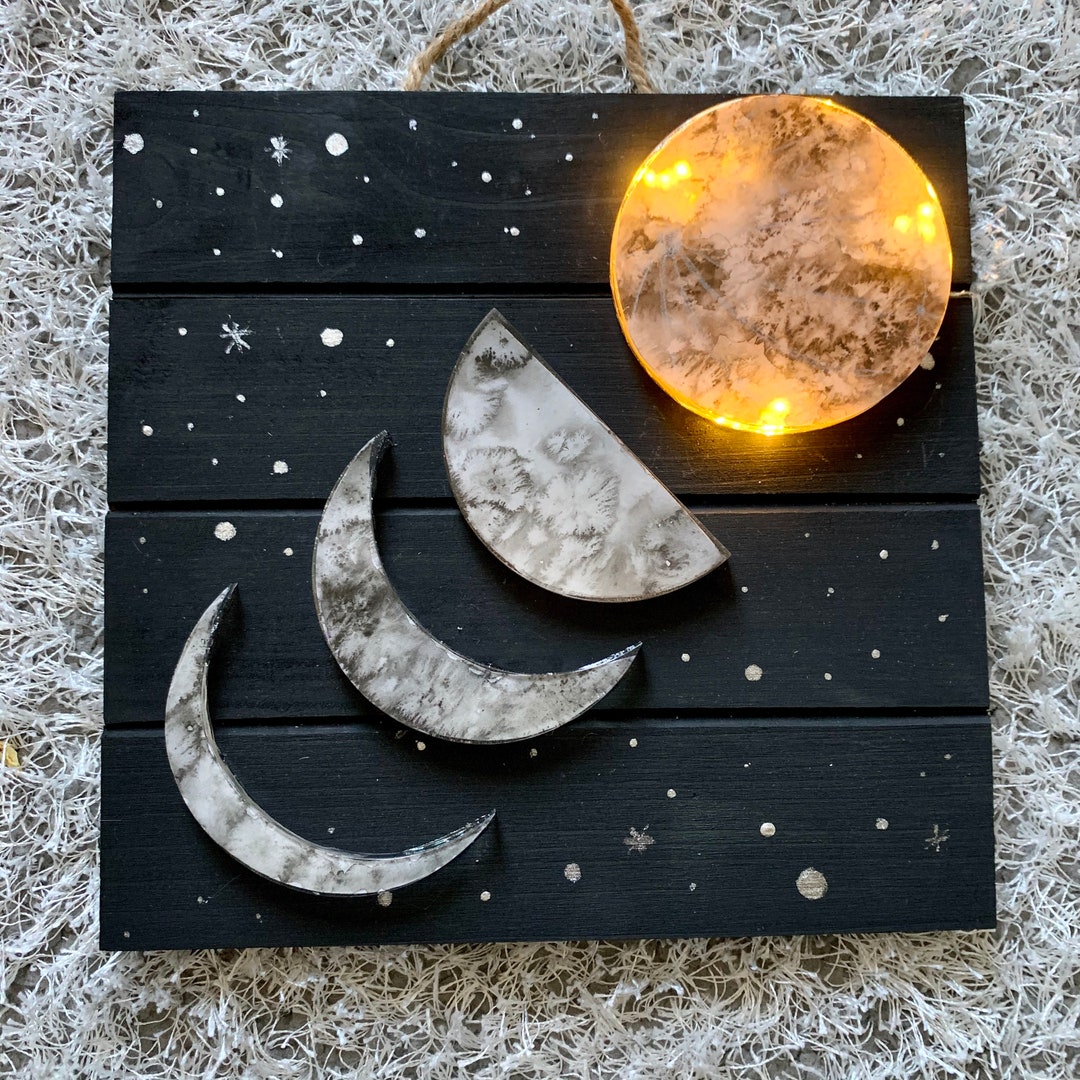 Watercolor Mystical Moon Lamp Made of Resin and Hand Painted - Etsy