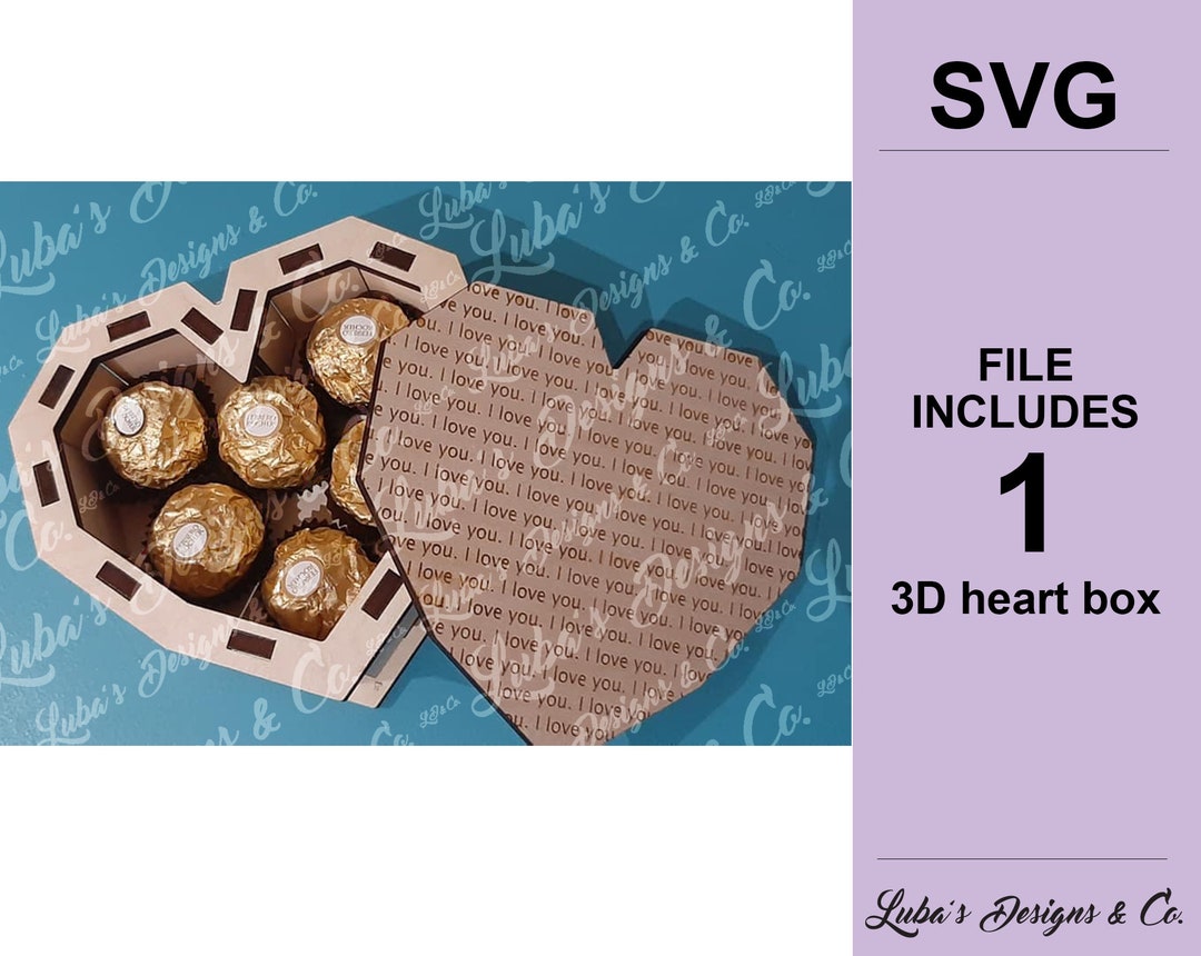 3D Heart Box File (SVG) - Etsy