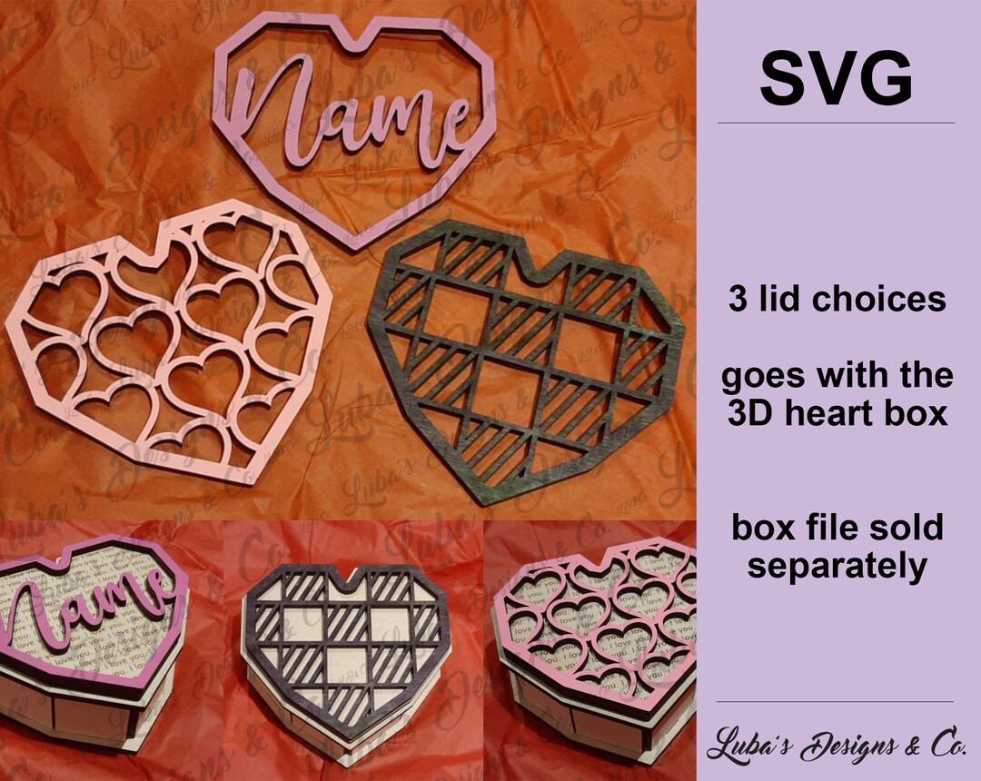 Lids for 3D Heart Box - Etsy