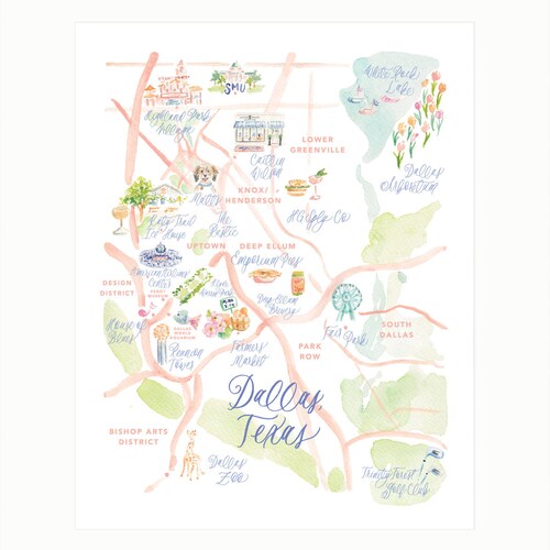 Dallas Texas State Shape Watercolor Art Print | Etsy