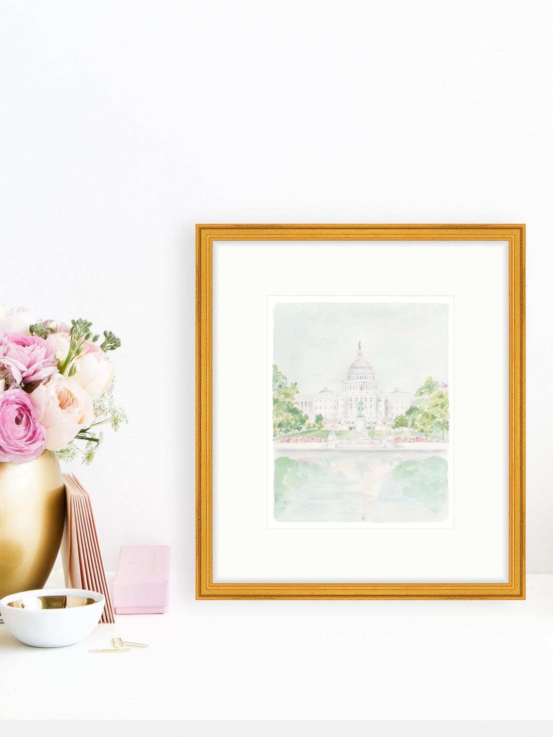 Capitol Building Watercolor Art Print Hand Painted Wall Art - Etsy