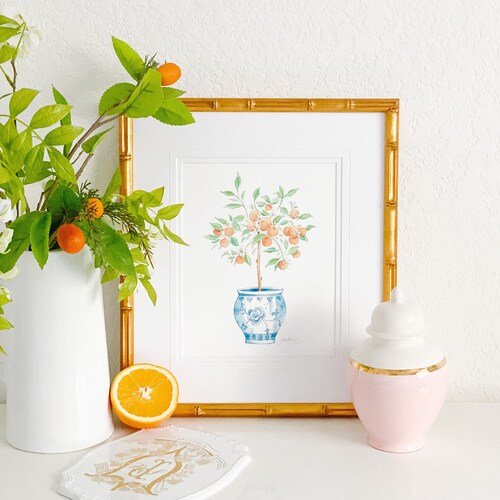 Ginger Jar Lemon Tree Art Print Watercolor Wall Art Fruit - Etsy