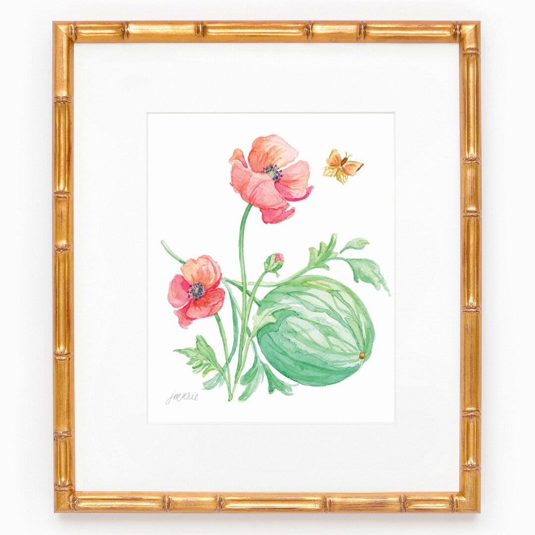 August Birth Month Botanical Watercolor Art Print; Floral Art Print ...