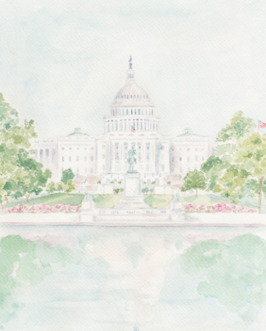 Capitol Building Watercolor Art Print; Hand Painted Wall Art - Etsy