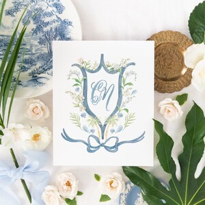 Coastal Orchids Personalized Watercolor Crest, Wedding Crest, Crest ...