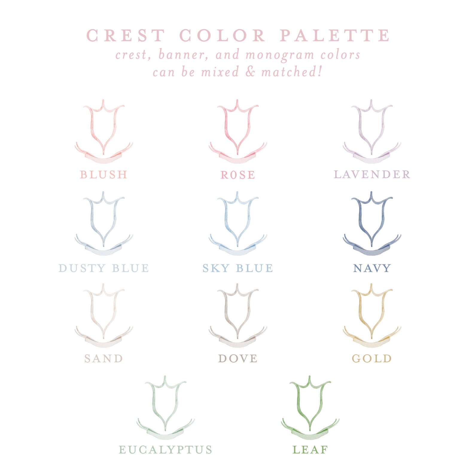 Peonies & Magnolias Personalized Watercolor Crest, Wedding Crest, Crest ...