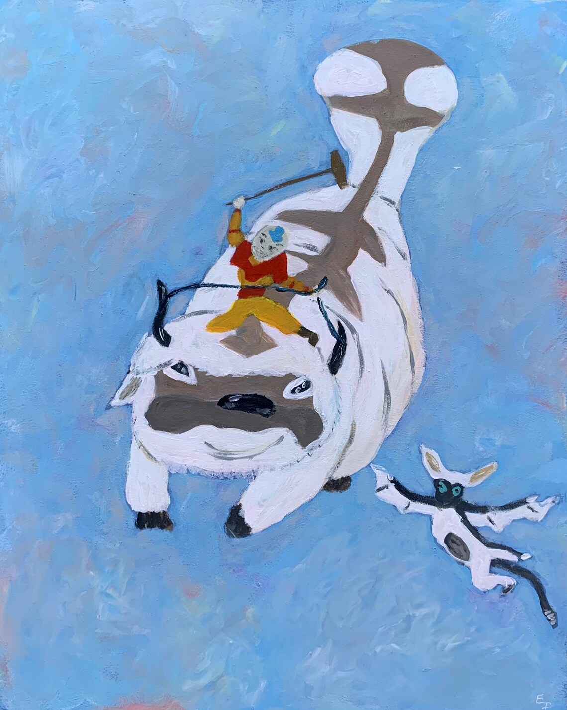 Avatar the Last Airbender Painting, Appa Aang & Momo Painting - Etsy