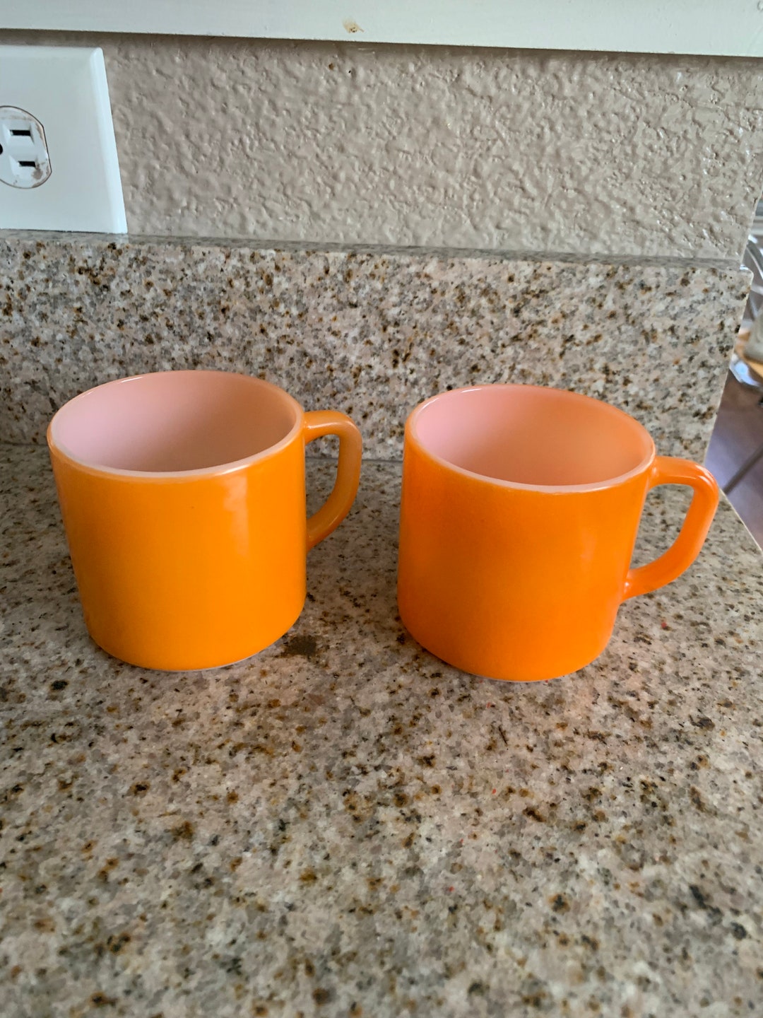 Vintage Orange Federal Glass Mugs - Etsy