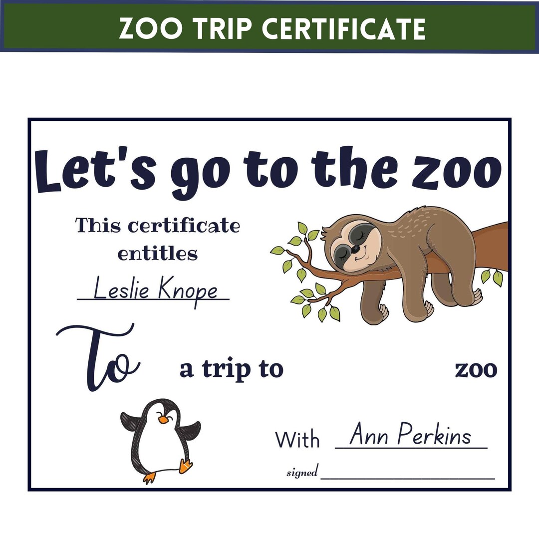 DIGITAL*** Custom Gift Certificate for A Zoo Experience Gift, A Great ...