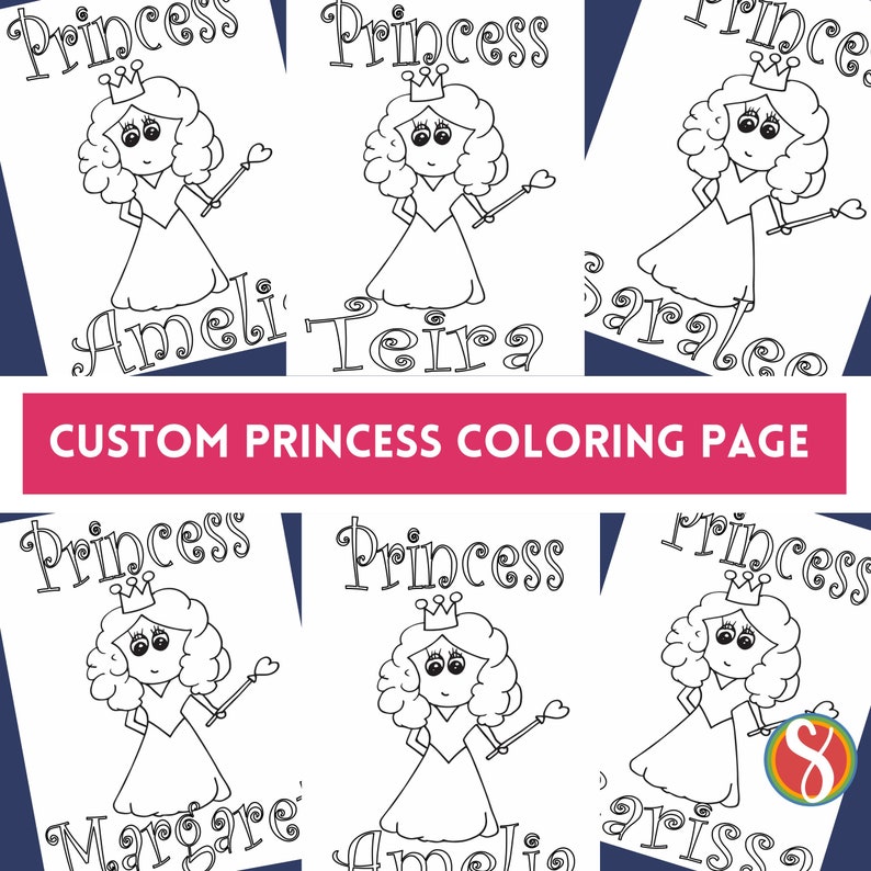 Digital Custom Princess Name Coloring Page, Personalized, Colorable ...