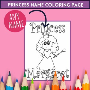 Digital * Custom Princess Name Coloring Page, Personalized, Colorable ...