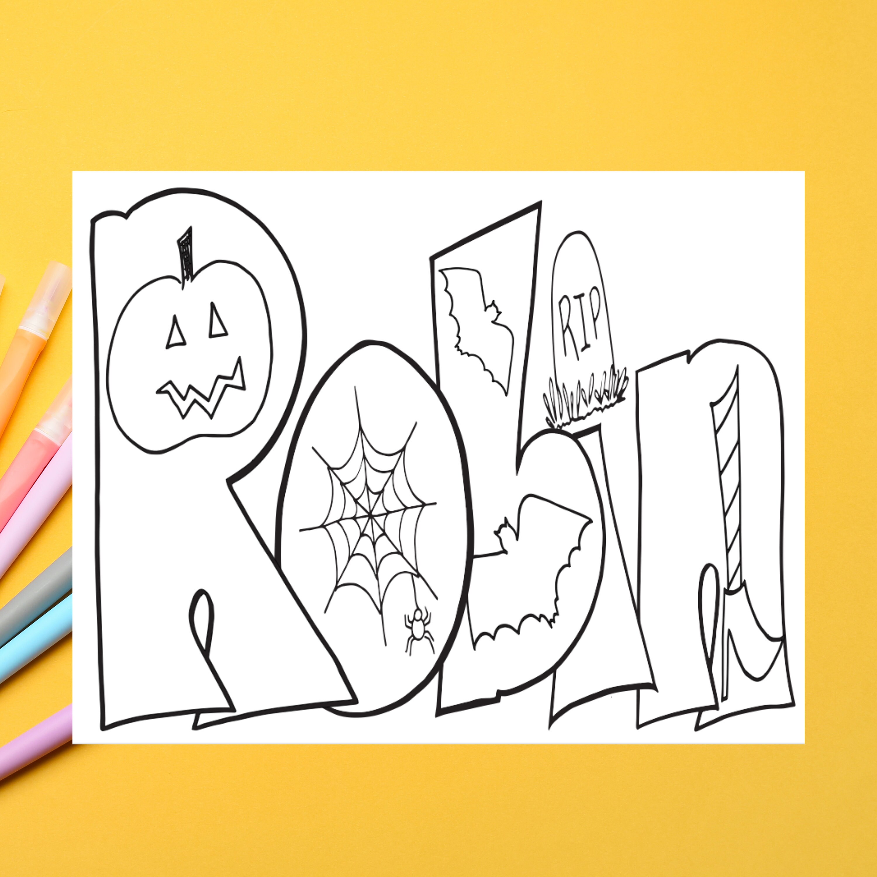 DIGITAL Halloween Style name Coloring Pdf. Perfect Halloween Party ...
