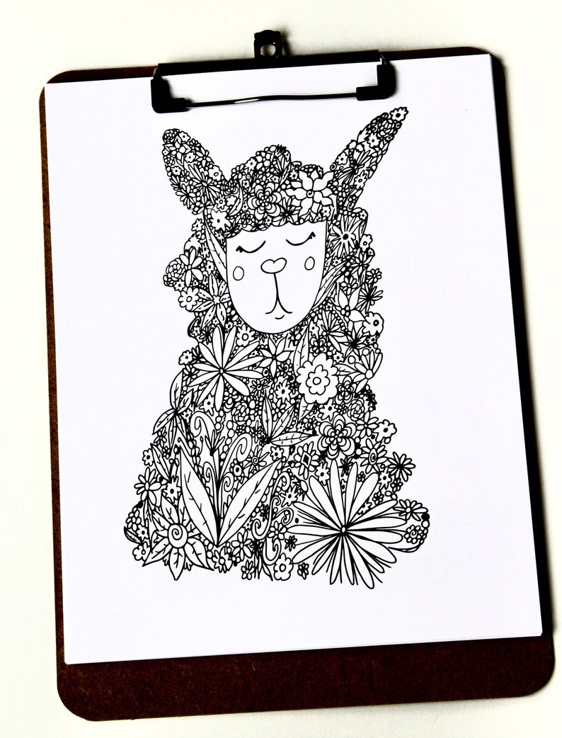 Llama DIGITAL Coloring Book 30 Hand-drawn Llama Pages - Etsy