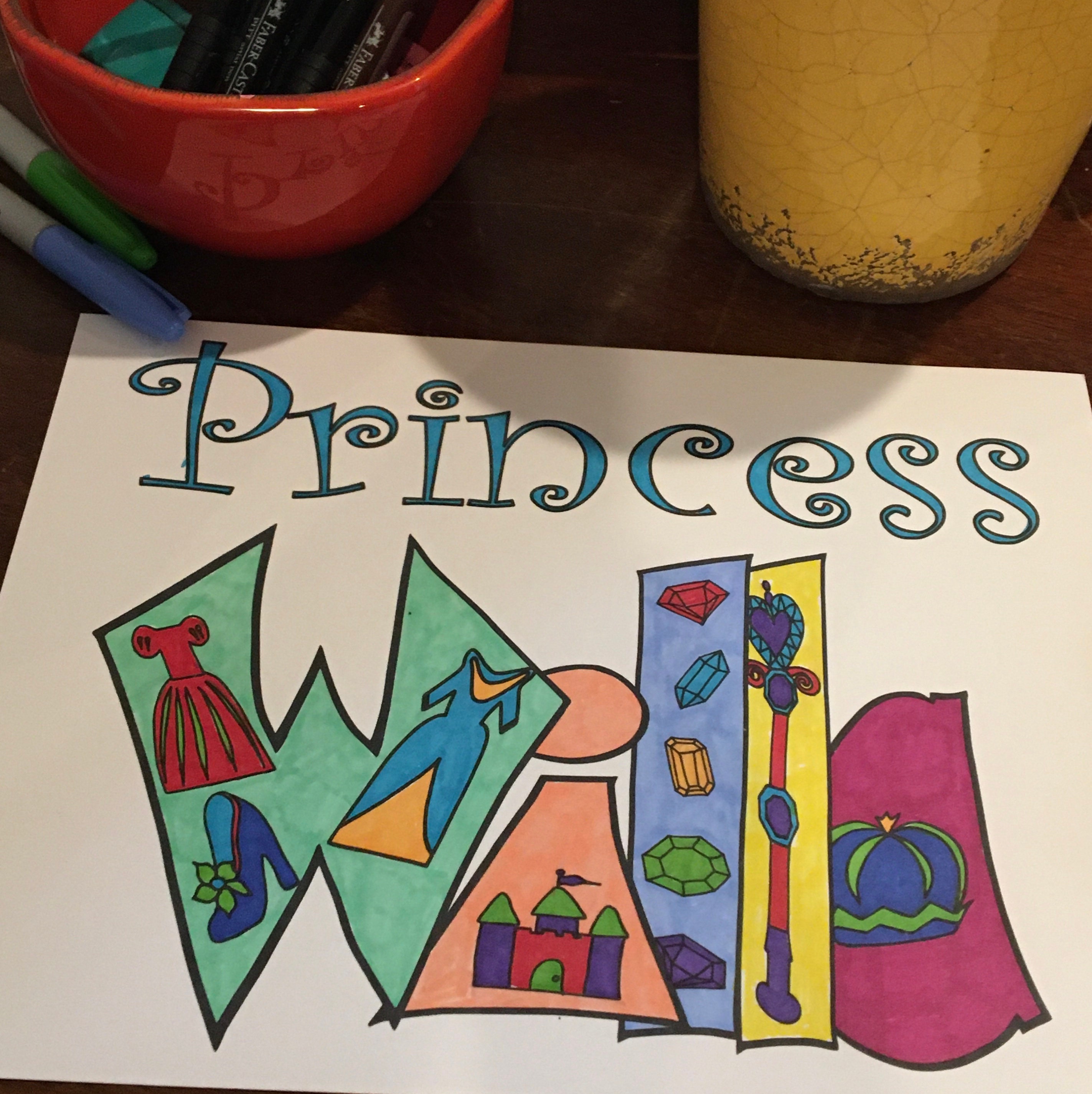 Princess Name Coloring Page - Custom Colorable Digital Sheet for Royal ...