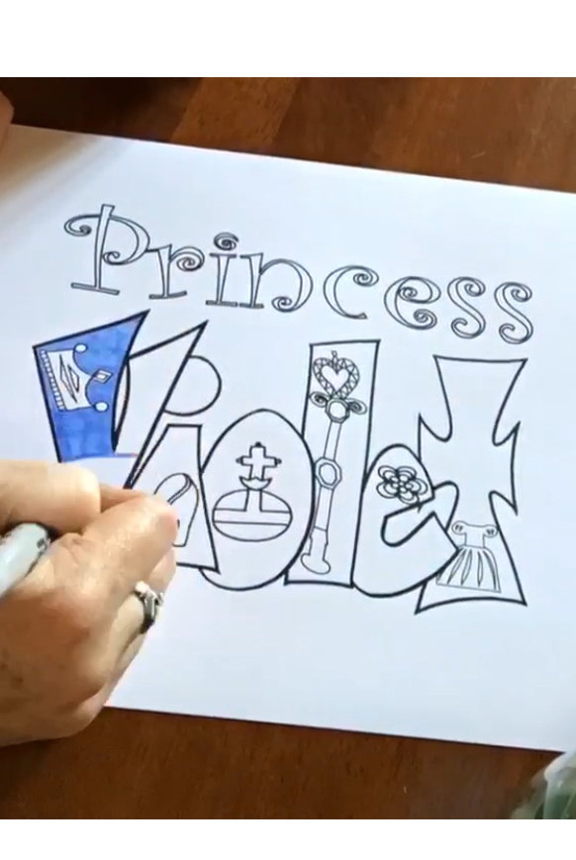 Princess Name Coloring Page Custom Colorable Digital Sheet for Royal ...