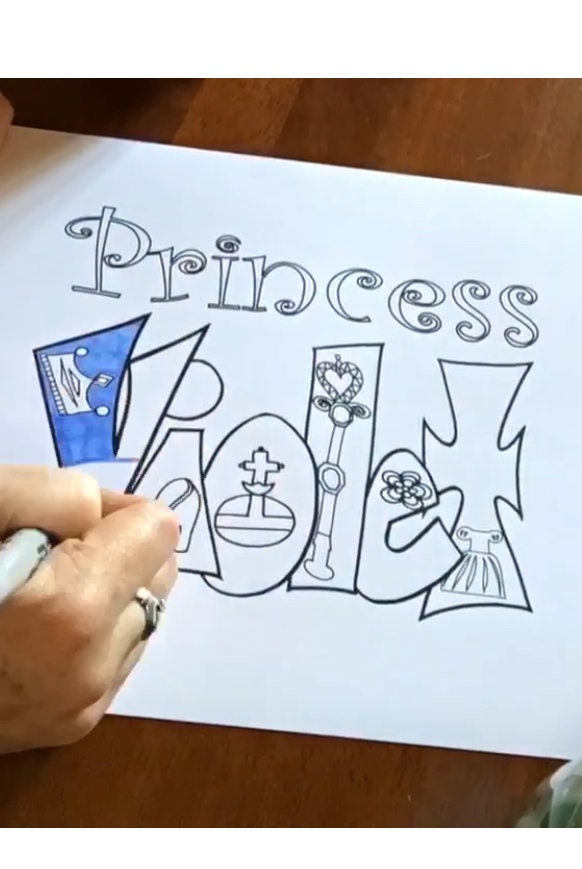 Princess Name Coloring Page Custom Colorable Digital Sheet for Royal ...