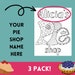 3 Pack Custom Pie Shop Coloring Page Printables - PDF - Kids Coloring ...