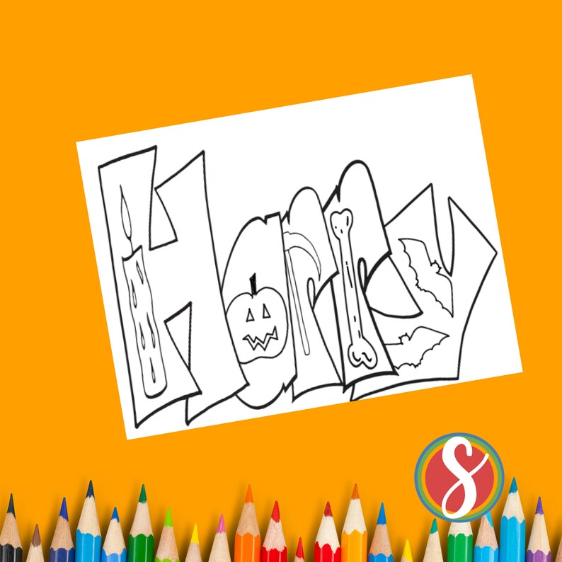 DIGITAL Halloween Style name Coloring Pdf. Perfect - Etsy