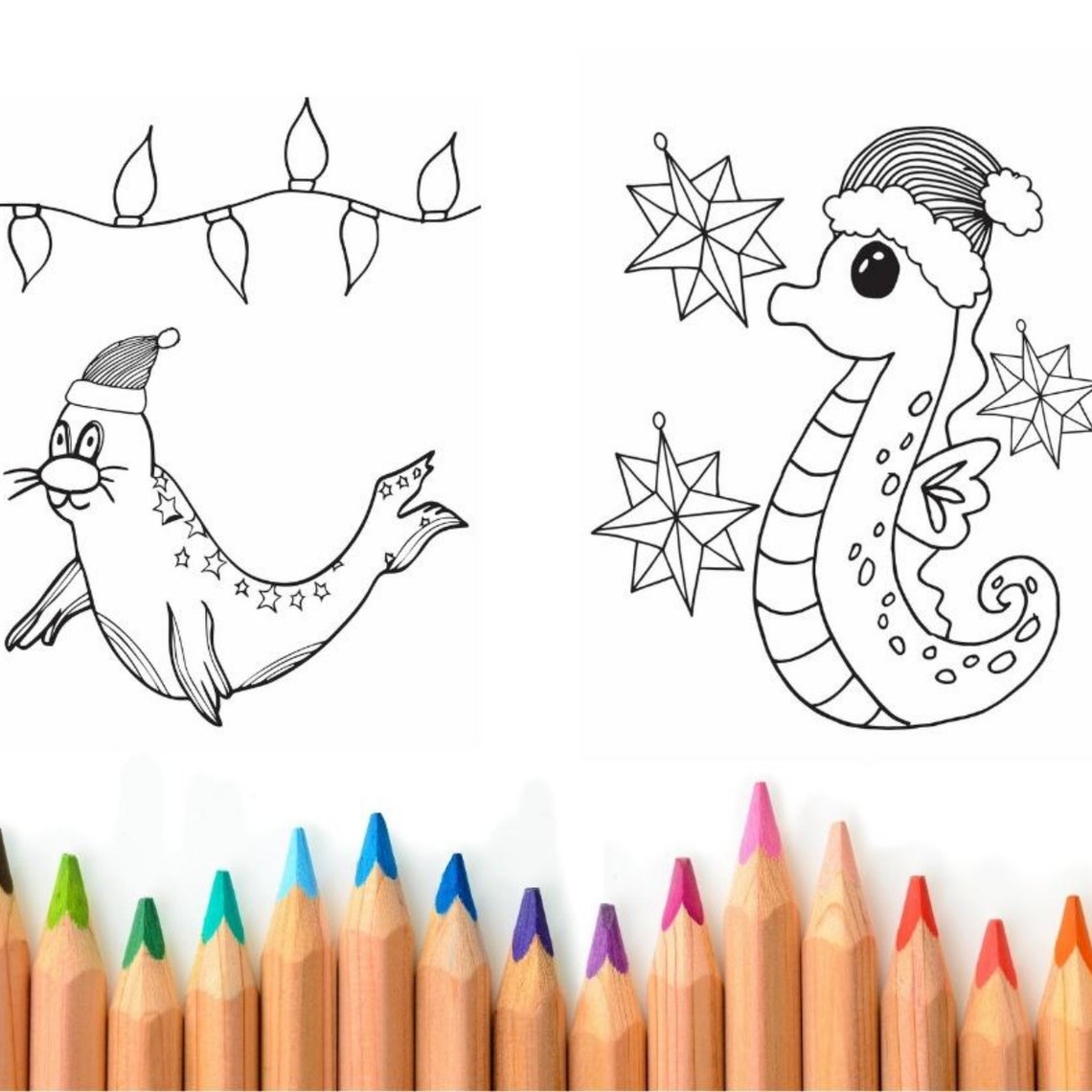 Animal Christmas Coloring Book A Digital Printable Book 21 | Etsy