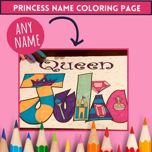Princess Name Coloring Page - Custom Colorable Digital Sheet for Royal ...