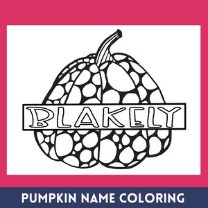 Digital * Custom Pumpkin Name Coloring Page, Personalized, Colorable ...
