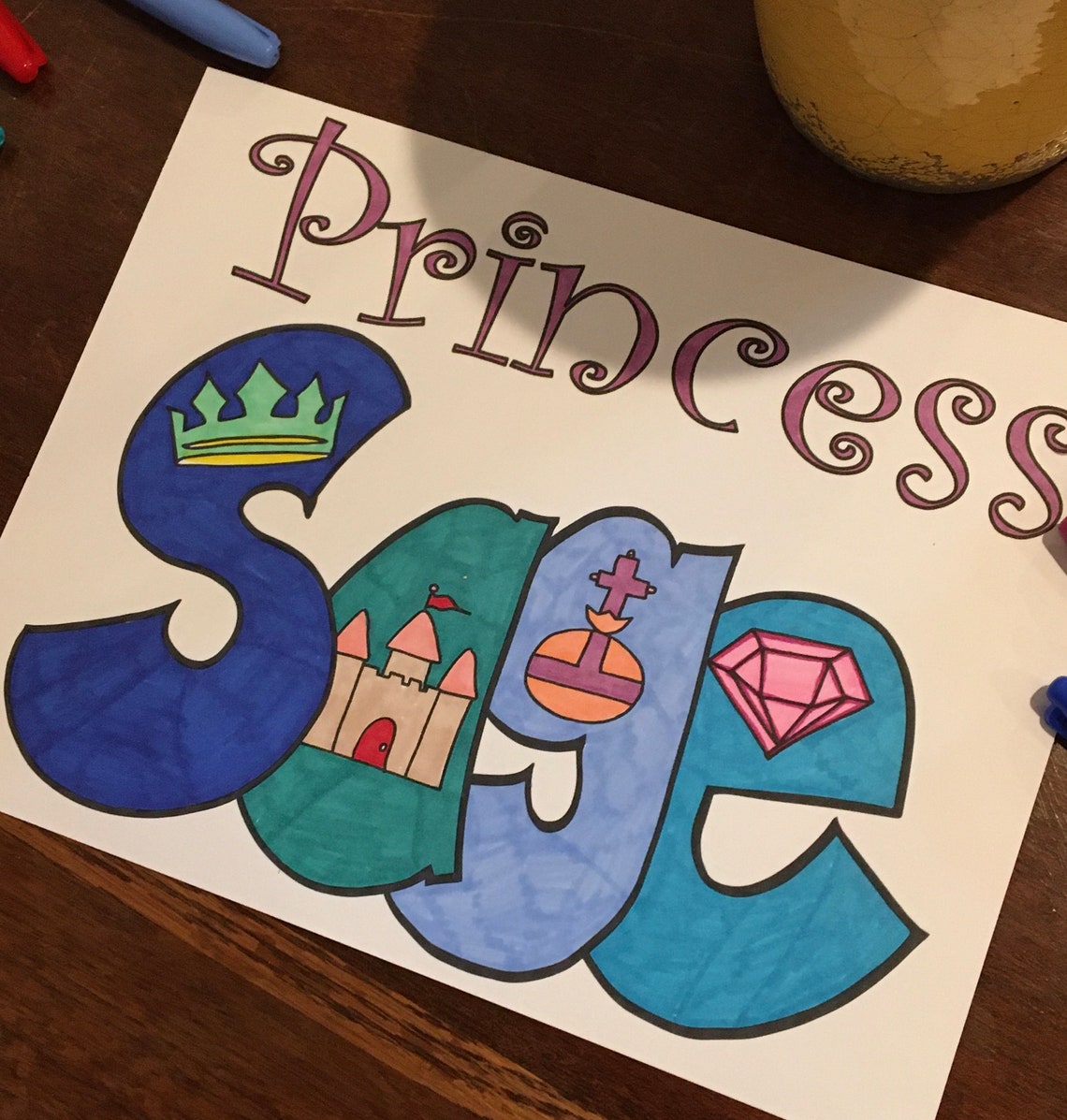 Princess Name Coloring Page Custom Colorable Digital Sheet for Royal ...