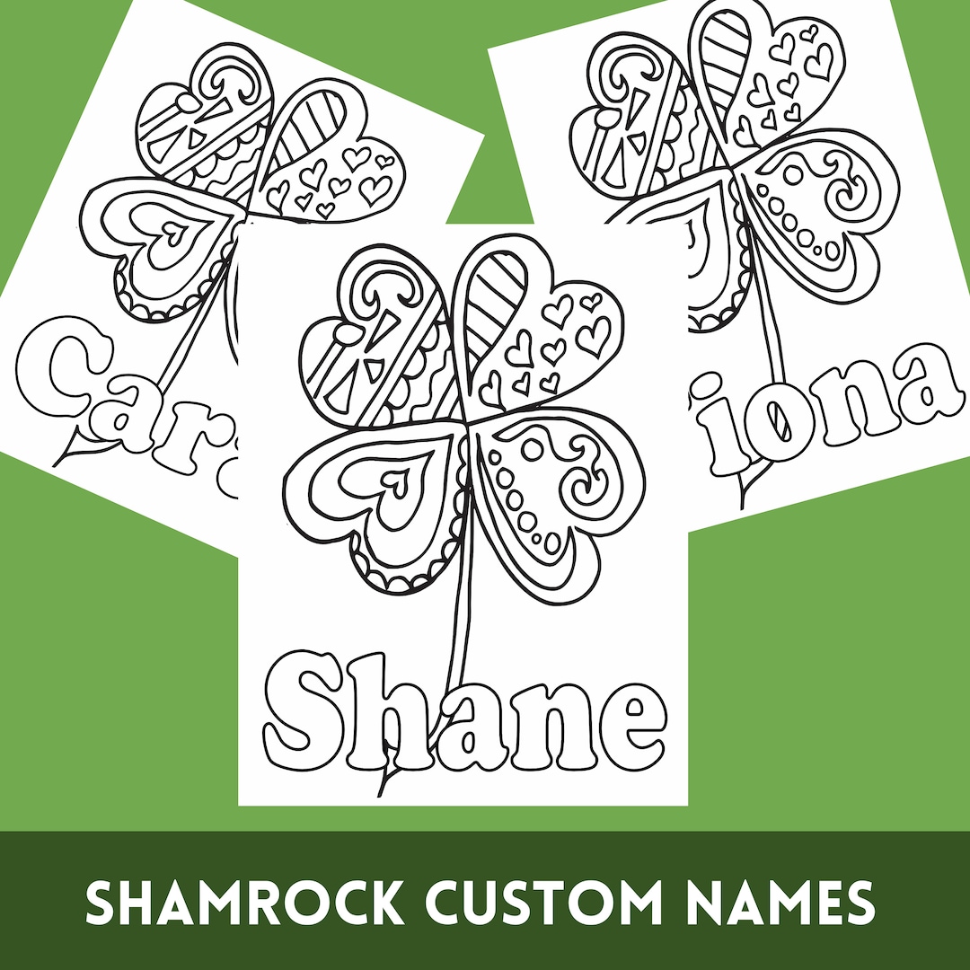 PERSONALIZED Shamrock COLORING Page - *DIGITAL* Instantly Download and ...