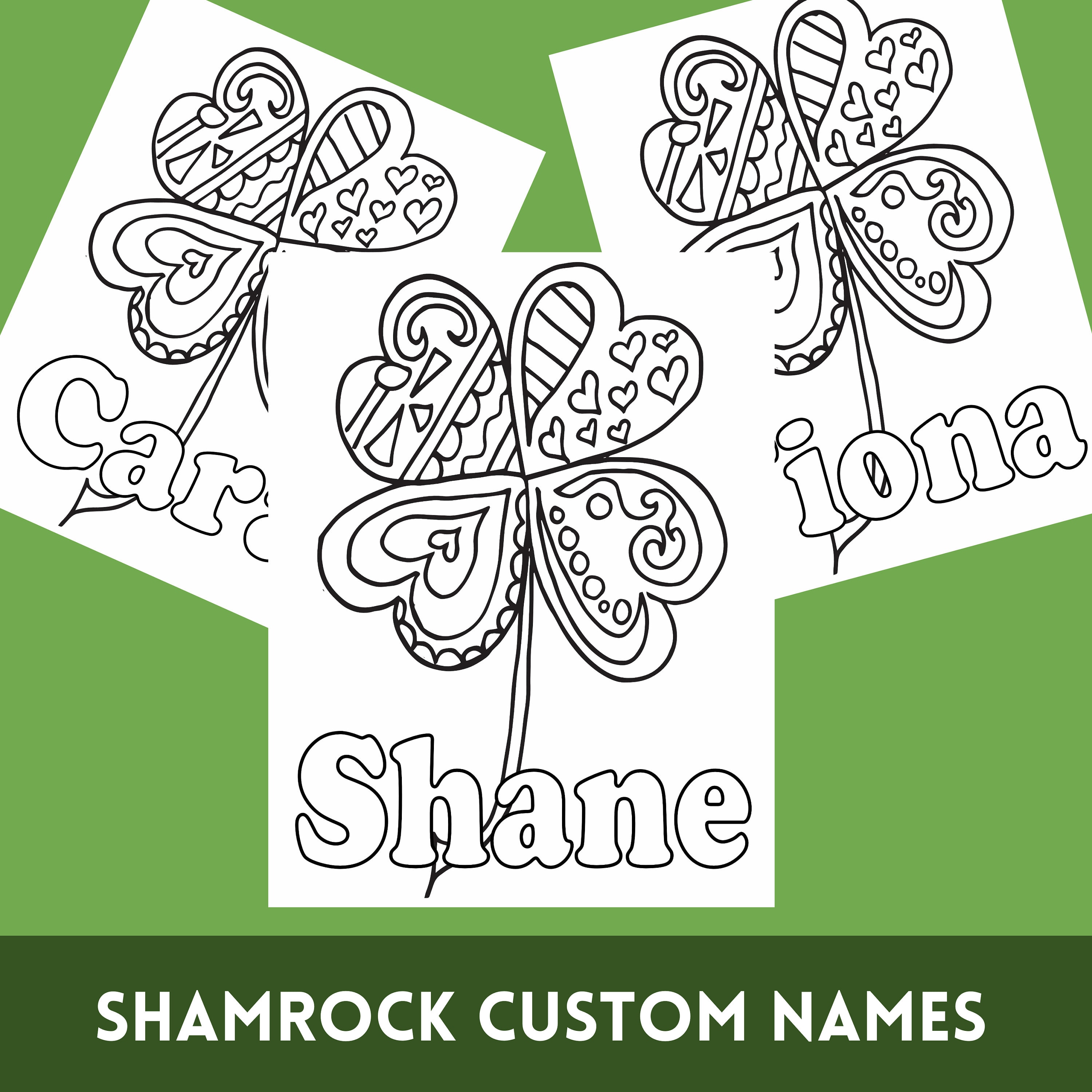 PERSONALIZED Shamrock COLORING Page DIGITAL Instantly Download and ...