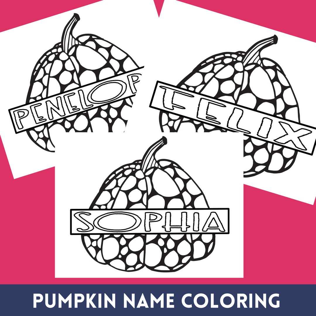 Digital * Custom Pumpkin Name Coloring Page, Personalized, Colorable ...