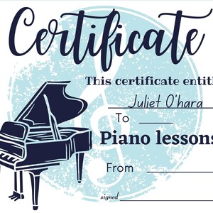 DIGITAL*** Custom Gift Certificate for Piano Lessons, A Great Last ...