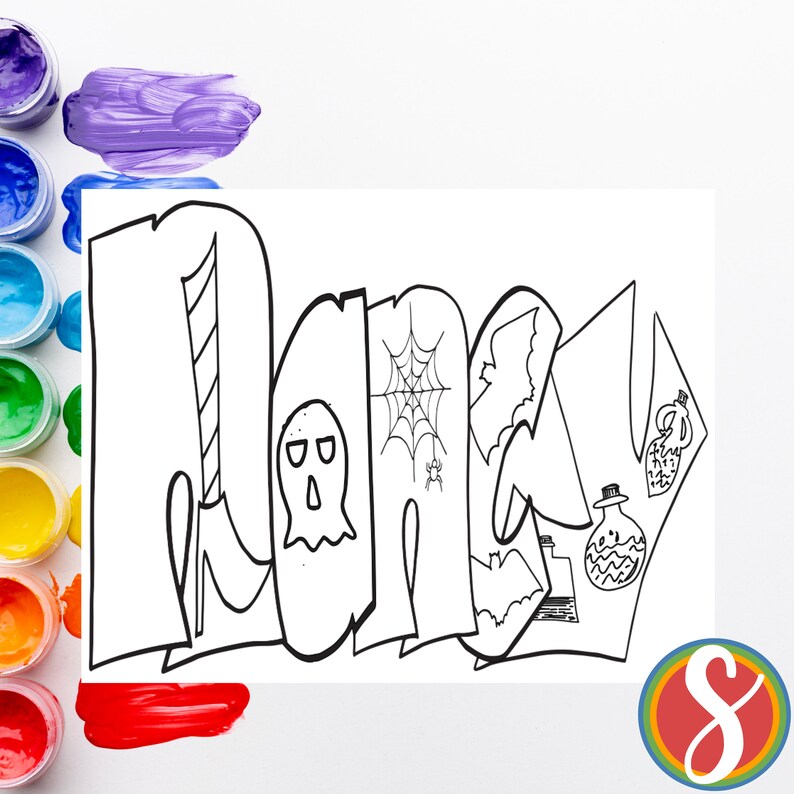 DIGITAL Halloween Style name Coloring Pdf. Perfect - Etsy