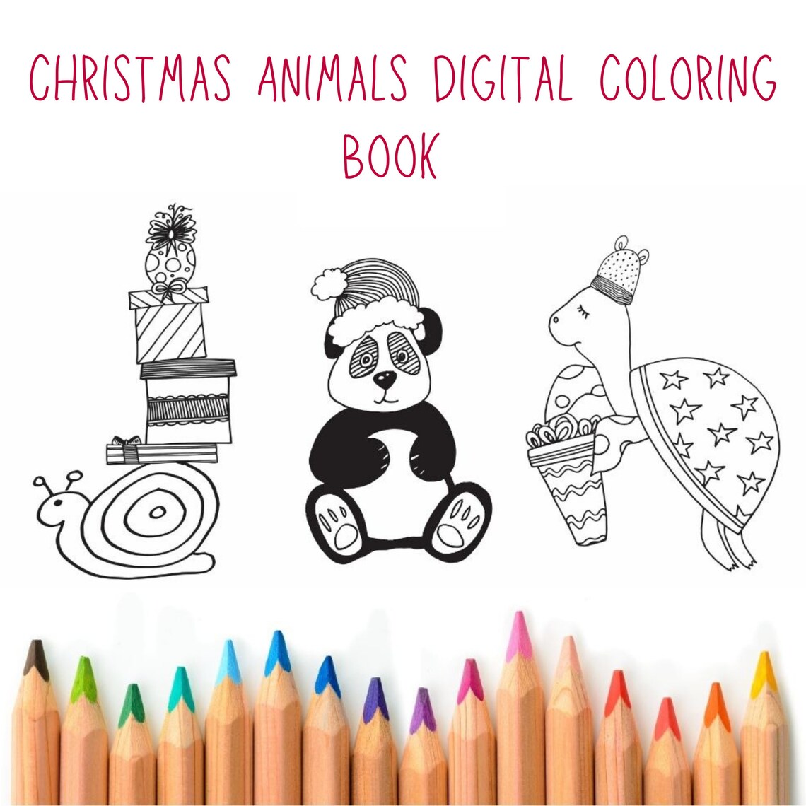Animal Christmas Coloring Book A Digital Printable Book 21 - Etsy