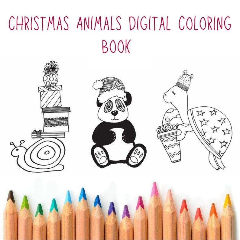 Animal Christmas Coloring Book A Digital Printable Book 21 Pages to ...