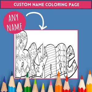 DIGITAL Item**custom, Personalized Name Coloring Sheets One Day ...