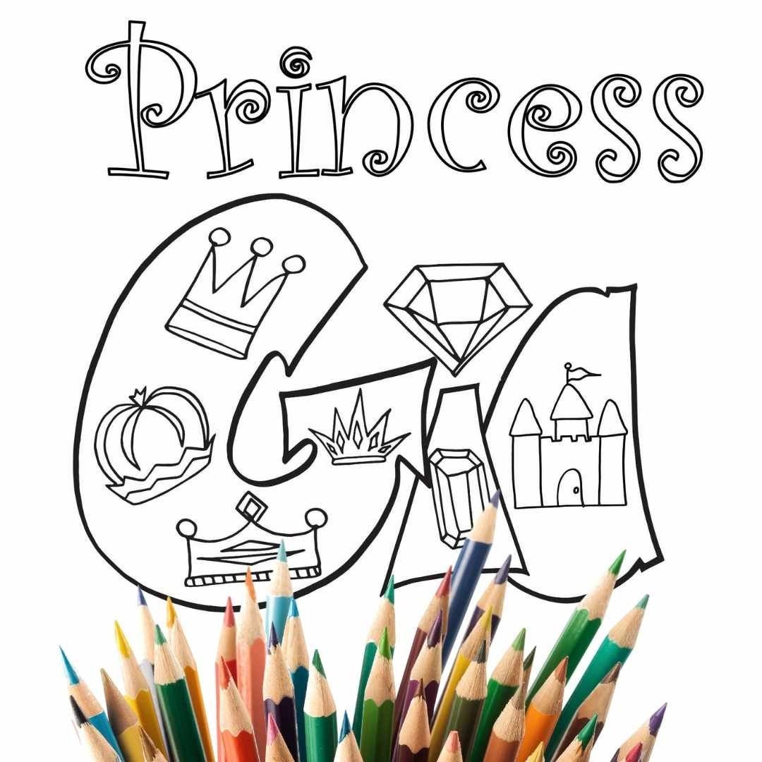 Princess Name Coloring Page Custom Colorable Digital Sheet for Royal ...