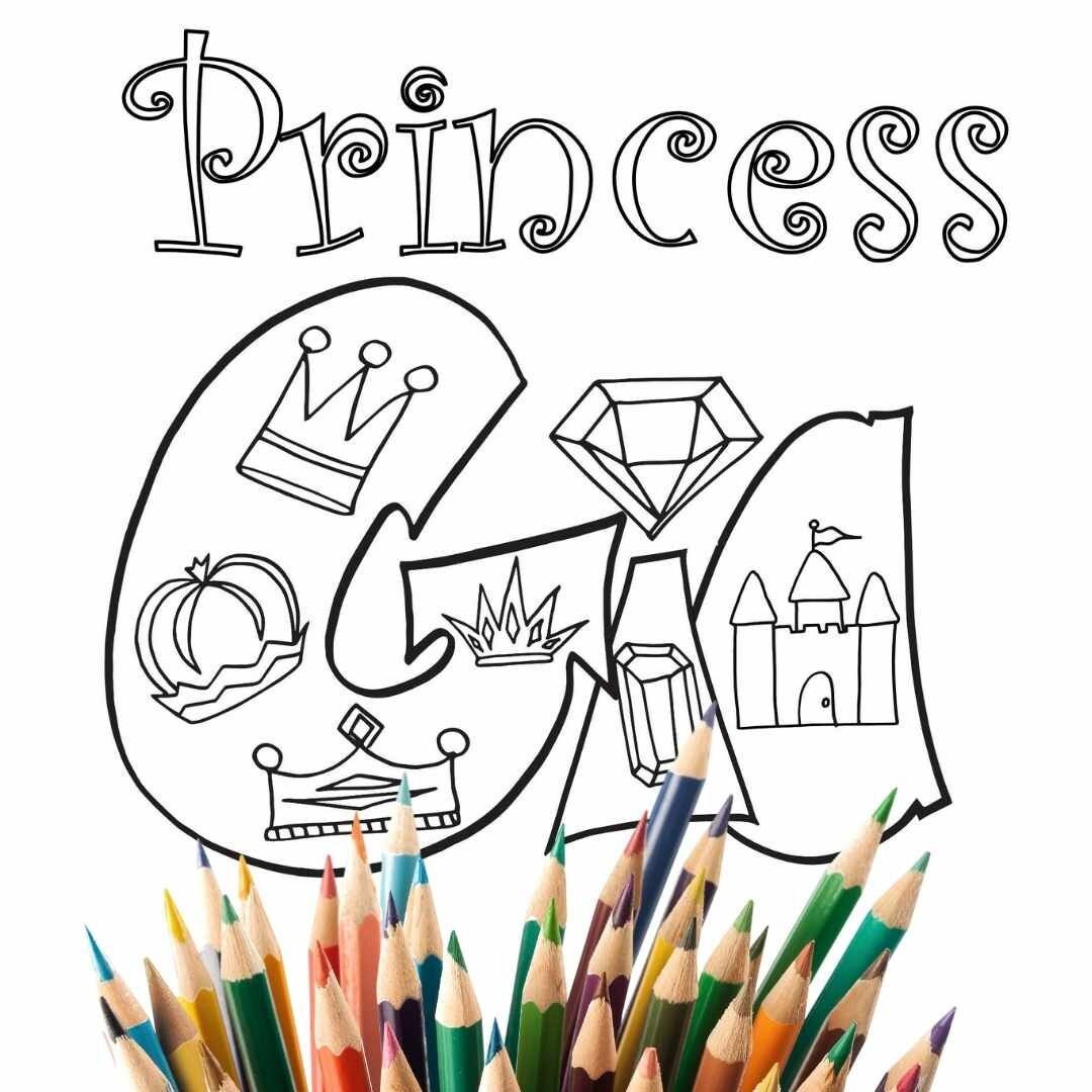 Princess Name Coloring Page Custom Colorable Digital Sheet for Royal ...