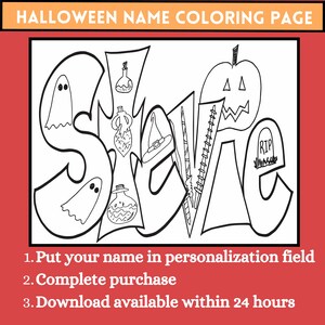 DIGITAL** Halloween Style -name Coloring Pdf. Perfect Halloween Party ...