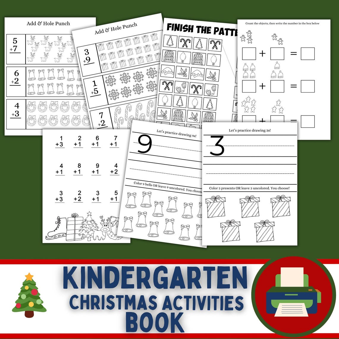 Christmas Themed Kindergarten Activities Worksheet, 20 Different ...