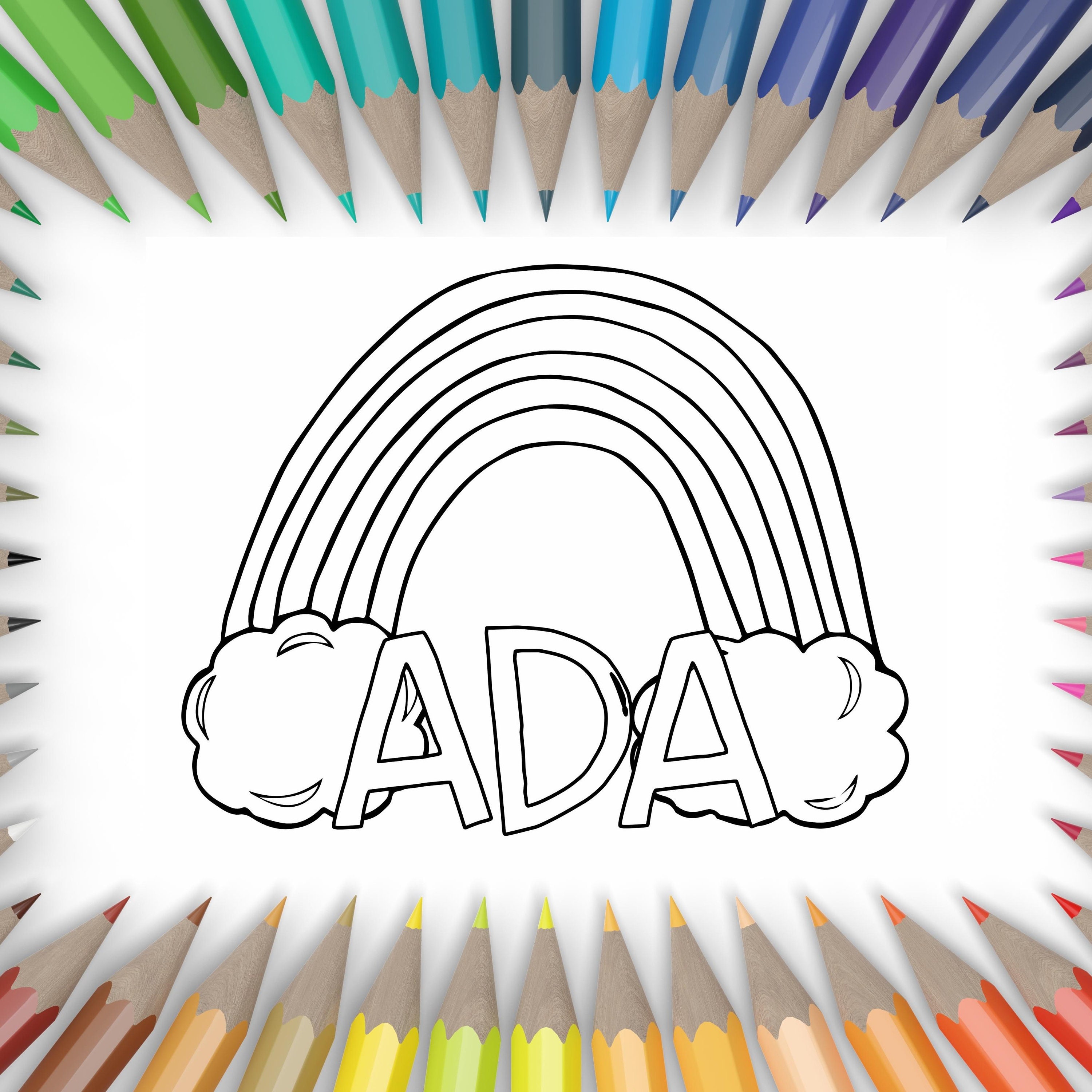 Digital Custom Rainbow Name Coloring Page Personalized - Etsy