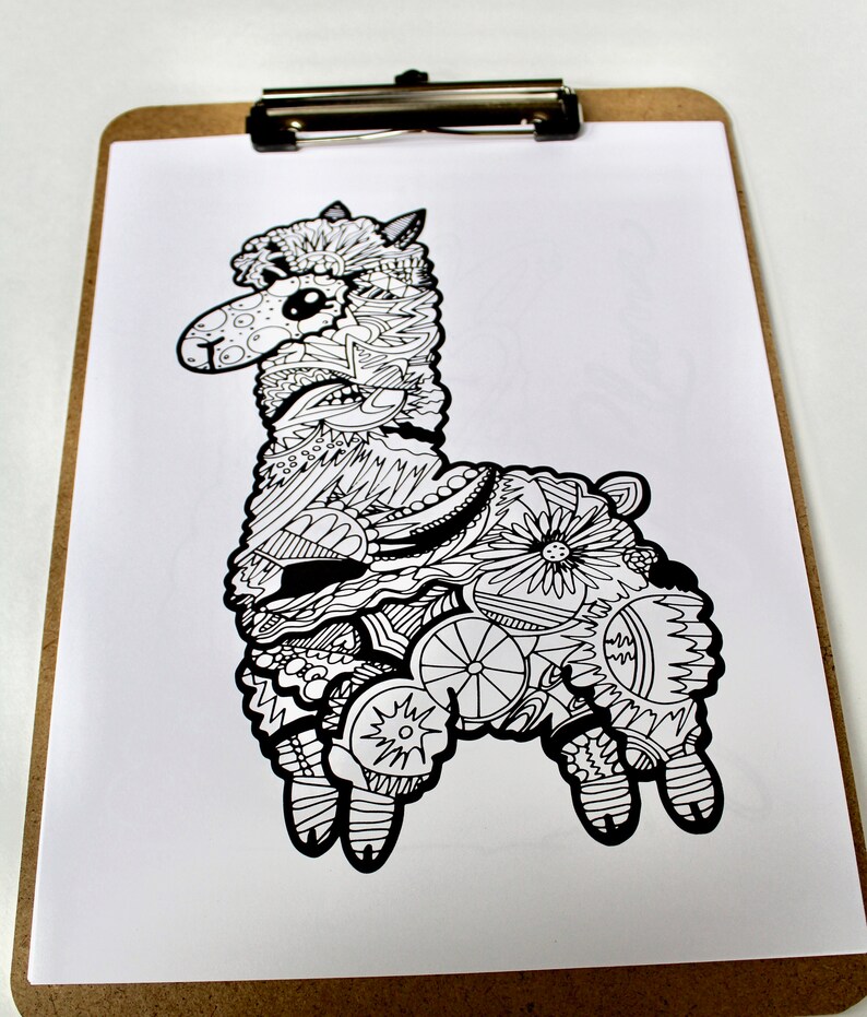 Llama DIGITAL Coloring Book 30 Hand-Drawn Llama Pages | Etsy