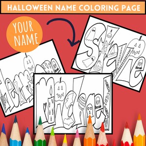 DIGITAL** Halloween Style -name Coloring Pdf. Perfect Halloween Party ...