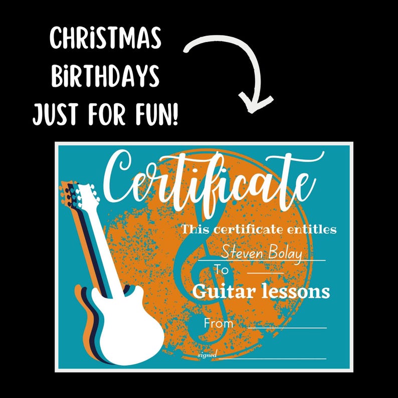 DIGITAL*** Custom Gift Certificate for Guitar Lessons, A Great Last ...